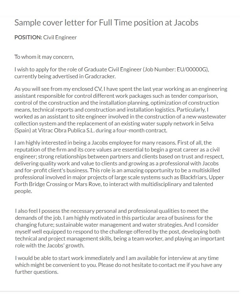 Civil Engineering Resume Cover Letter | Free Word Templates