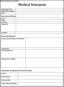 Method Statement Template | Free Word Templates